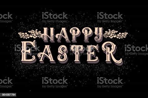 손이 그린된 글자 행복 한 부활절 우아한 빈티지 필기 서 예 잉크 그림 벡터 어두운 배경에 타이 포 그래피 포스터입니다 카드 초대장 인쇄 등 개념에 대한 스톡 벡터 아트 및