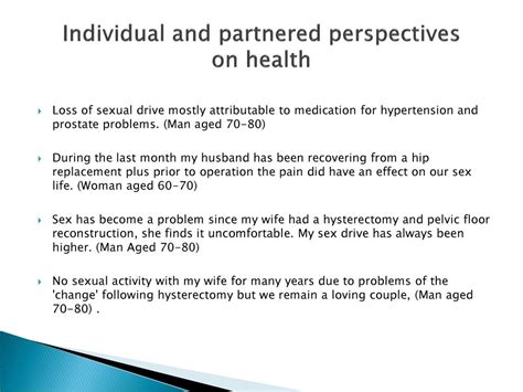 What Do Older Men And Women Say About Their Sexual Health And Wellbeing A Qualitative Analysis
