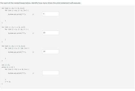 Solved For Each Of The Nested Loops Below Identify How Many