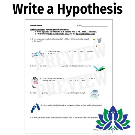 Summer Science Worksheet Scientific Method Flying Colors Science