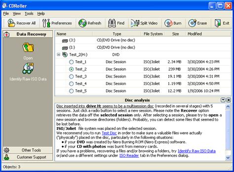 Cdroller Session Selector Cddvd Data Recovery From All Sessions