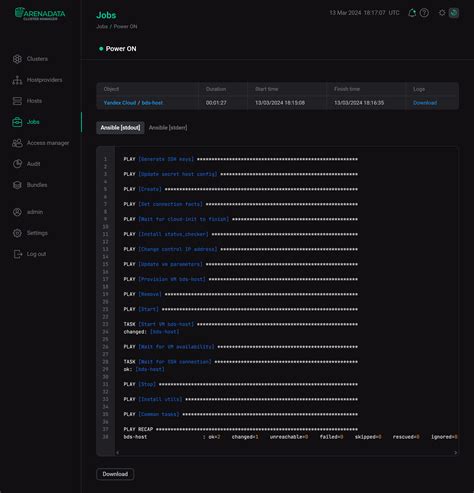 Как управлять хостами в Adcm с помощью хостпровайдера Yandex Cloud Arenadata Docs