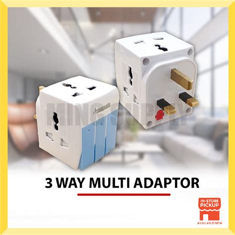 3 Way Universal Multi Adaptor Extension Led Neon Switch 13a Adapter Socket Soket Plug Charger