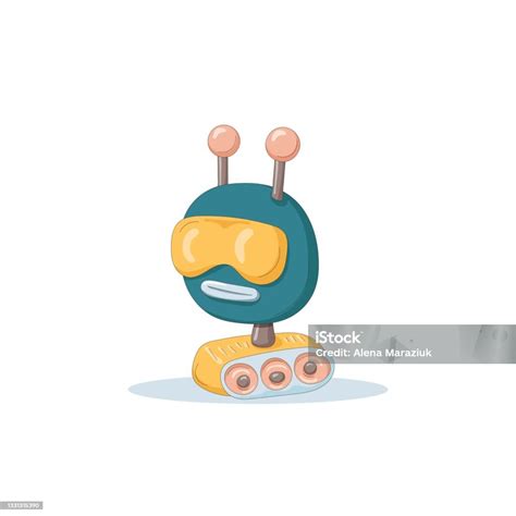 흰색 배경에 고립 된 큰 눈을 가진 로봇 벡터 일러스트레이터 0명에 대한 스톡 벡터 아트 및 기타 이미지 0명 3차원 형태 가공의 인물 Istock