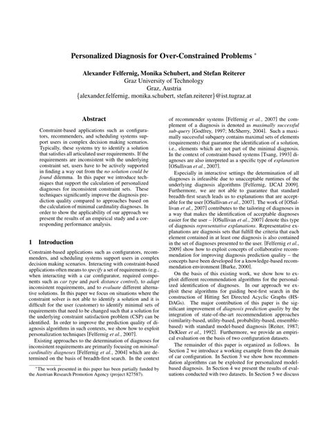 Pdf Personalized Diagnosis For Over Constrained Problems