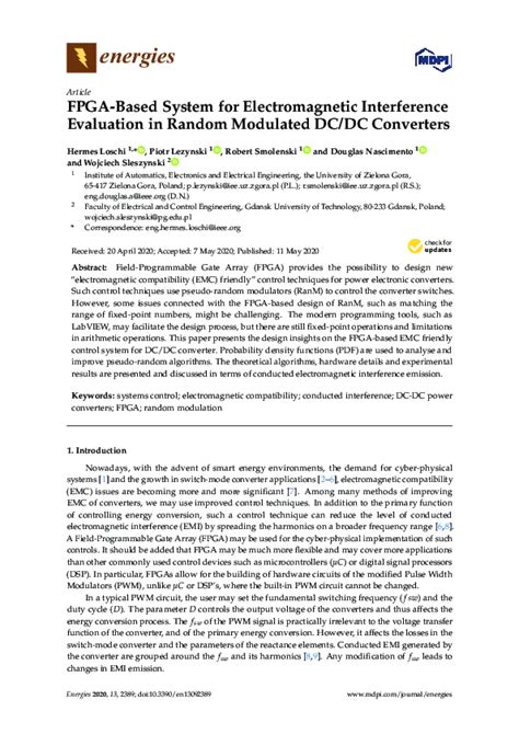 Pdf Fpga Based System For Electromagnetic Interference Evaluation In