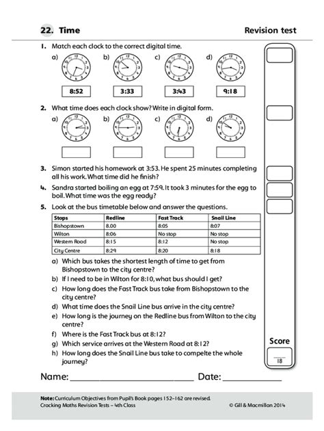 Fillable Online Match Each Clock To The Correct Digital Time Fax Email Print Pdffiller