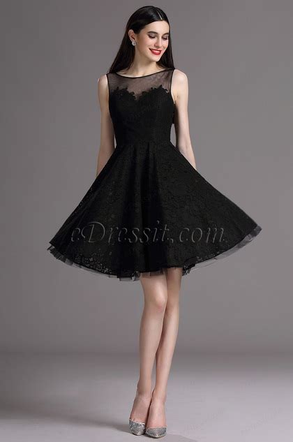 Black Lace Cocktail Party Dress 04162100 Edressit
