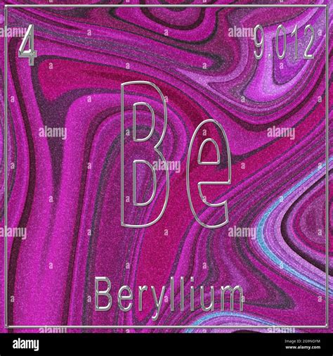 Beryllium Chemical Element Sign With Atomic Number And Atomic Weight Periodic Table Element