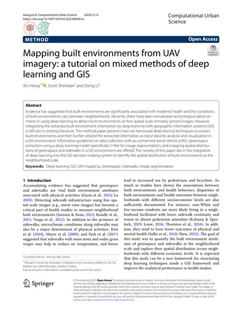 PDF Mapping Built Environments From UAV Imagery A Tutorial On Mixed Methods Of Deep Learning