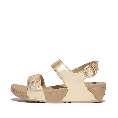 Fitflop Lulu Crystal Embellished Back Strap Sandals Latte Beige Ec3