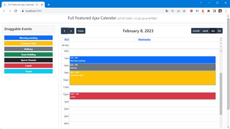Full Featured Ajax Calendar 6 ASP NET Core SQL Express By Schniter