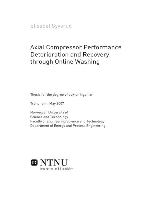 Axial Compressor Performance Deterioration And Recovery Through Online Washing Pdf Pdf
