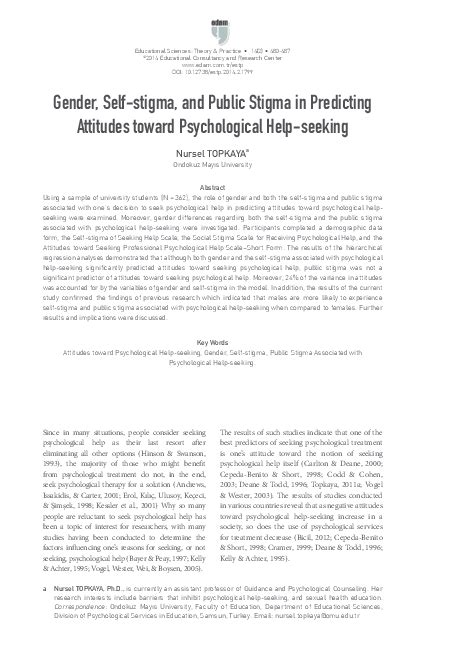 pdf gender self stigma and public stigma in predicting attitudes