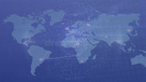 Animation Of Digital Network Connections Glowing Over World Map Continents Stock Footage Video
