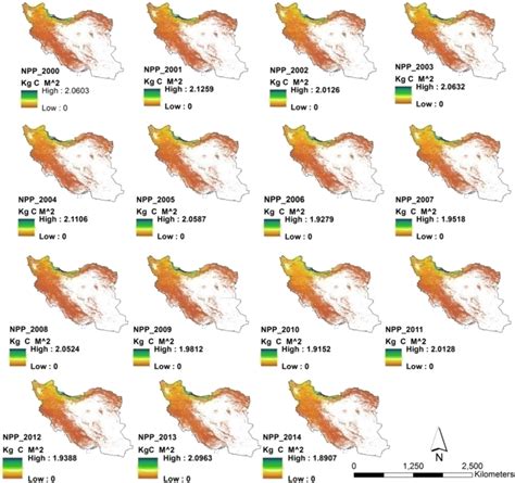 Spatial Variations Of Annual Npp For The Time Period 2000 To 2014 Download Scientific Diagram