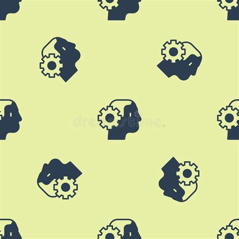 Blue Humanoid Robot Icon Isolated Seamless Pattern On Yellow Background Artificial Intelligence