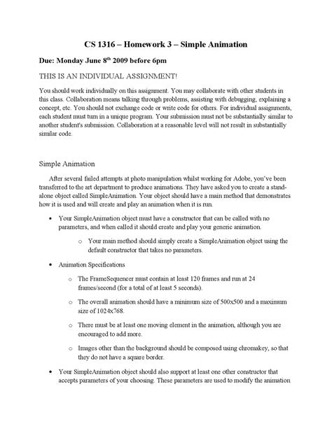 Simple Animation For Assignment 3 Representing Structure And Behavior Cs 1316 Docsity
