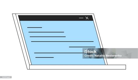 웹 사이트 페이지 플랫 라인 컬러 벡터 객체가 있는 노트북 열기 2차 도형에 대한 스톡 벡터 아트 및 기타 이미지 2차 도형