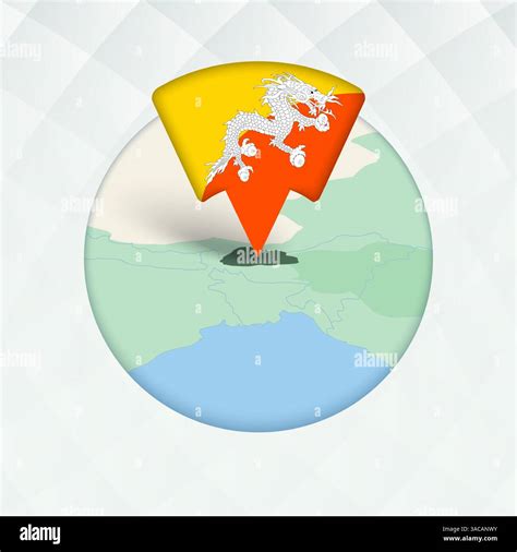 Bhutan Map Highlighted With Flag Marker Flag Pointer On Geographic Map Stock Vector Image And Art