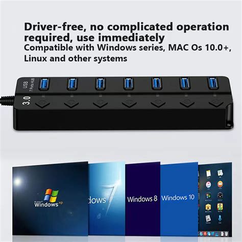 USB Hub Splitter With Individual On Off Switches And Lights Cm Cable USB Extension Port