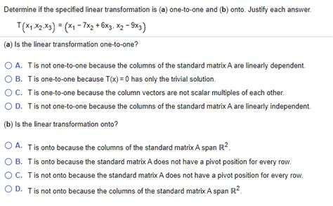 solved determine if the specified linear transformation is