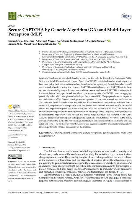 Pdf Secure Captcha By Genetic Algorithm Ga And Multi Layer