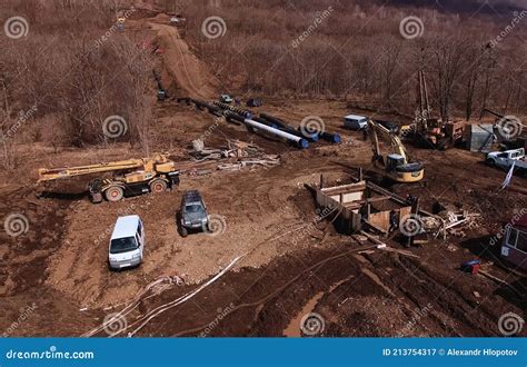 A Platform With Equipment For Pipeline Operations Pipe Penetration Stock Image Image Of