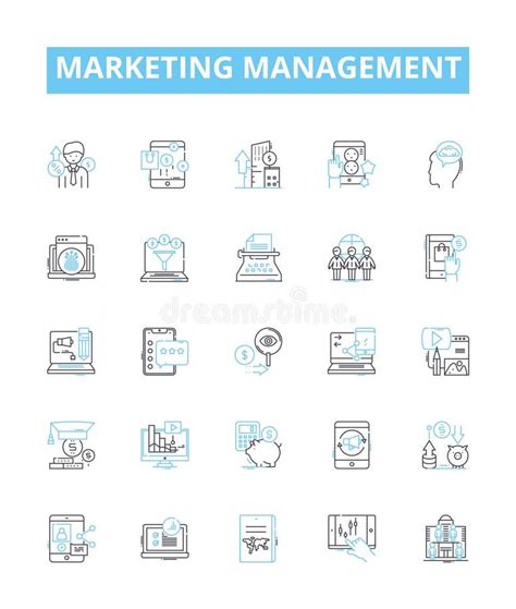 Marketing Management Vector Line Icons Set Strategy Advertising Branding Research Analysis