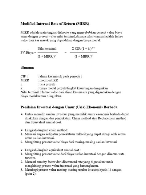 Modified Internal Rate Of Return Pdf
