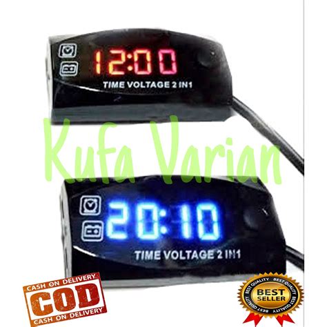 Jual Jam Digital Buat Di Motor Dan Mobil Multi Fungsi Jam Digital Dan Voltmeter 2 In 1 Import