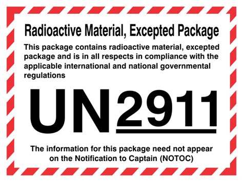 Radioactive Materials Excepted Package Sticker Australian Safety Signs