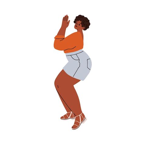 Chica Joven Y Fornida Bailando Mujer Negra Con Curvas Feliz