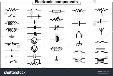 Elements Electrical Engineering Electronic Components Create Stock Vector Royalty Free