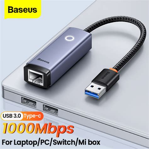 Baseus Usb Rj45 Adapter 100mbps 1000mbps Usb C To Rj45 Lan Port