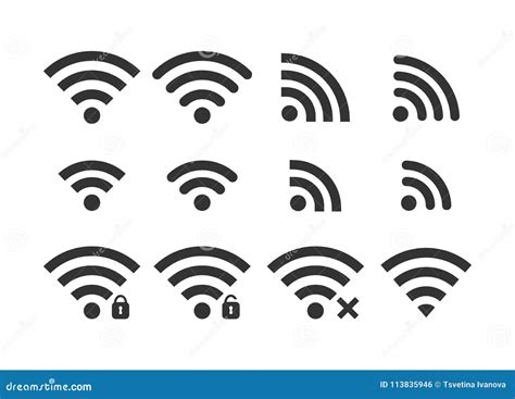 Wireless Signal Web Icon Set Wi Fi Icons Secured Unsecured No Connection Password Protected