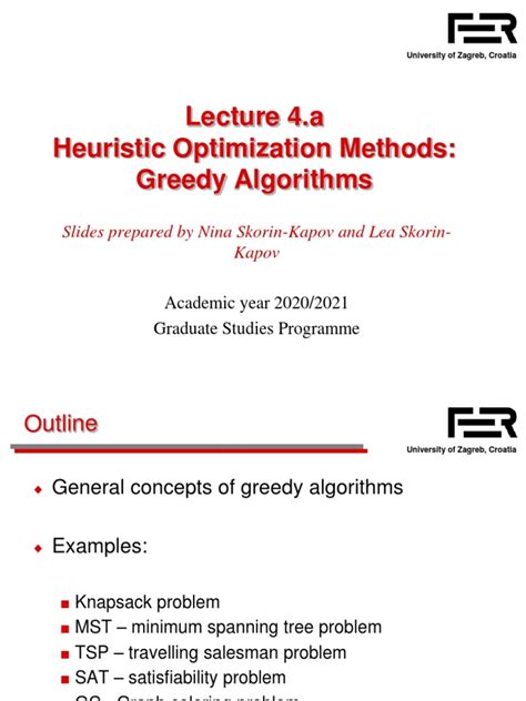 Lecture 4a Greedy Algorithms Pdf Mathematical Optimization Discrete Mathematics