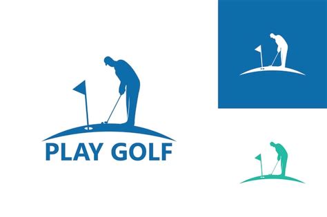 플레이 골프 로고 템플릿 디자인 벡터 상징 디자인 컨셉 크리에이 티브 심볼 아이콘 프리미엄 벡터