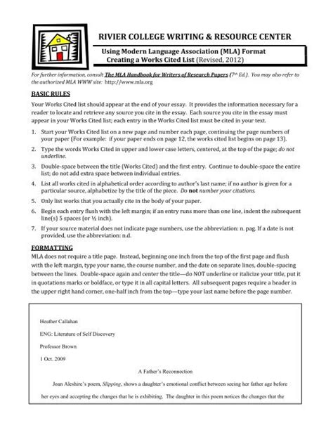 Creating An MLA Works Cited Page PDF Rivier University Creating An MLA Works Cited Page PDF Rivier University