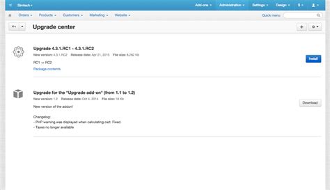 upgrade center how it works — cs cart 4 3 x documentation