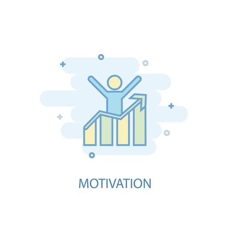 동기 부여 라인 개념입니다 간단한 라인 아이콘 컬러 그림입니다 동기 부여 기호 평면 디자인입니다 Uiux에 사용할 수 있습니다 프리미엄 벡터