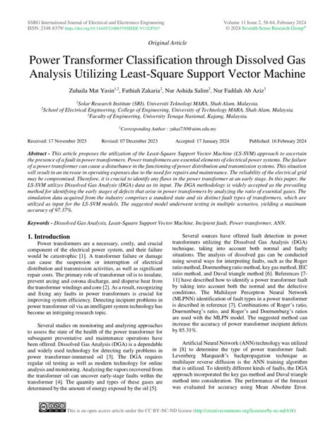pdf power transformer classification through dissolved gas analysis