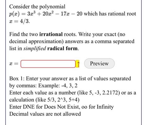 Solved Consider The Polynomial P X 3x3 20x2 17x 17x