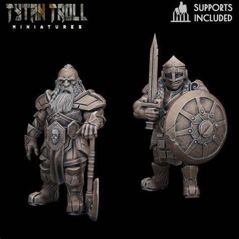 3d Printable Dnd Heroes Dwarf Fighters [pre Supported] By Tytantroll Miniatures