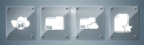 Set Document With Star Cloud Storage Text Document Folder Document Folder And Cloud Download