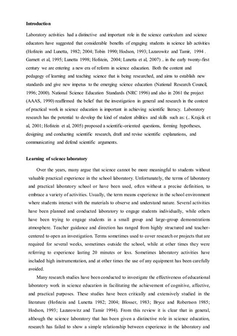 Introduction Of Science Lab DOCX Educational Assessment Education