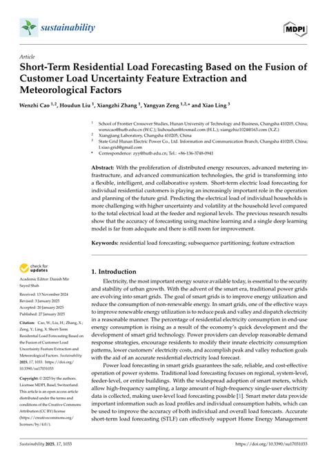 Pdf Short Term Residential Load Forecasting Based On The Fusion Of
