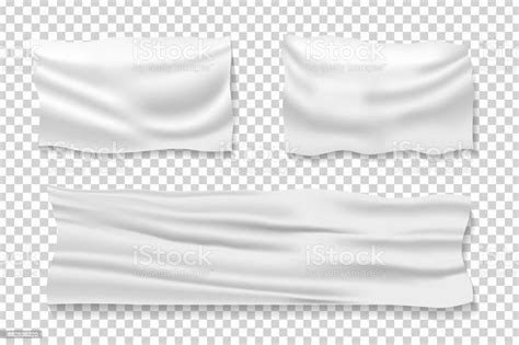 장식와 투명 한 배경에 대 한 현실적인 격리 새틴 패브릭 배너의 벡터 집합입니다 직물에 대한 스톡 벡터 아트 및 기타 이미지