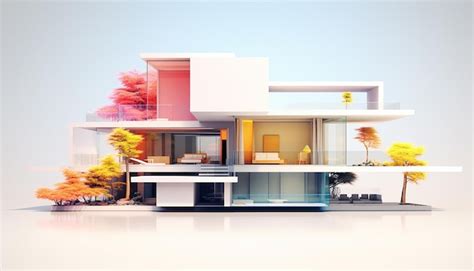 Premium Ai Image Architecture 3d Rendering Illustration Of Modern Minimal House On White