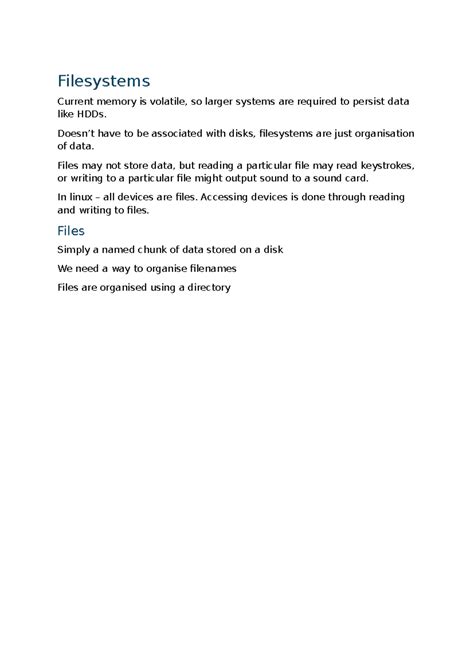 Filesystems Filesytems And Paging Lecture Notes Filesystems Current Memory Is Volatile So